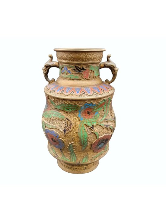 Accents | Antique Japanese Champleve Bronze Vase With Dragon Head ...
